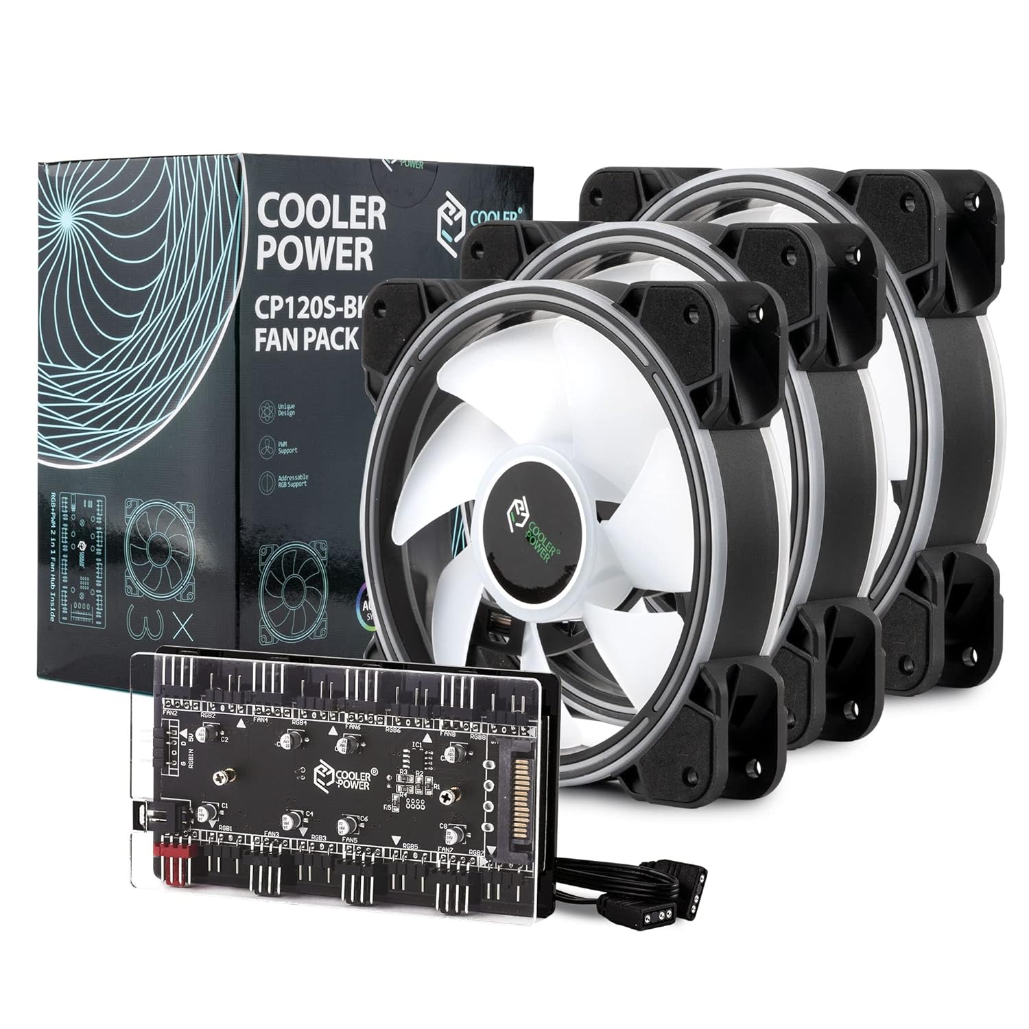 Cooler Power 120mm RGB Fans & Fan Hub - Liquid-Cooled PCs - Coolerpowe ...